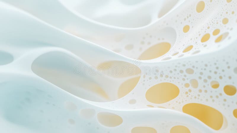 Abstract Yellow and White Organic Flow Background with Bubble Patterns ...