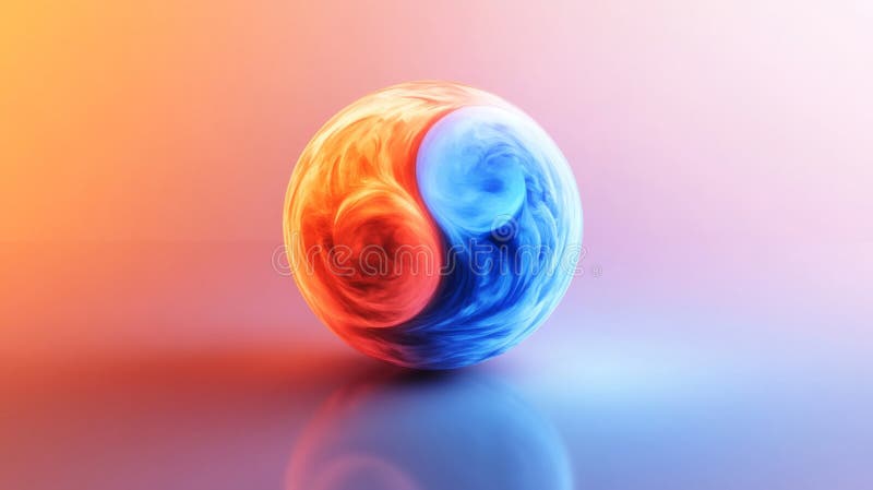 Abstract Yin Yang Sphere with Red and Blue Glow Stock Illustration ...