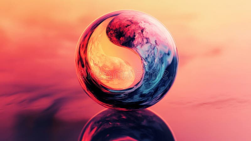 Abstract Yin Yang Sphere in Warm Hues Stock Illustration - Illustration ...