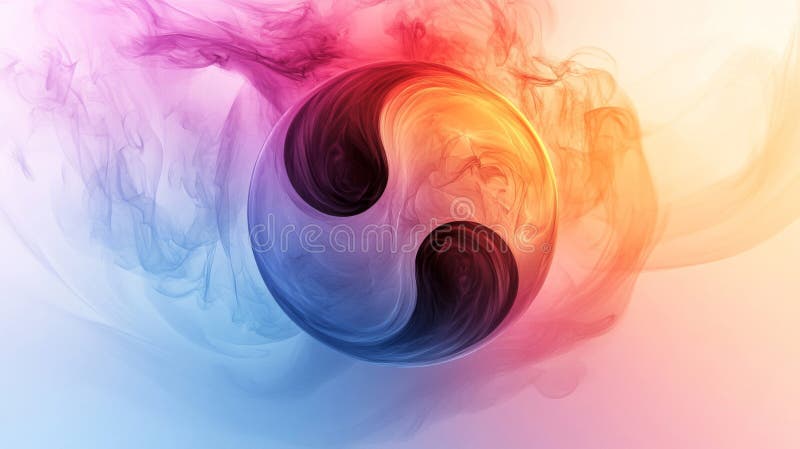 Abstract Yin Yang Symbol in Colorful Smoke Stock Illustration ...