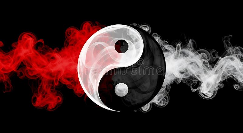 Abstract Yin Yang Symbol with Red and White Smoke Stock Illustration ...