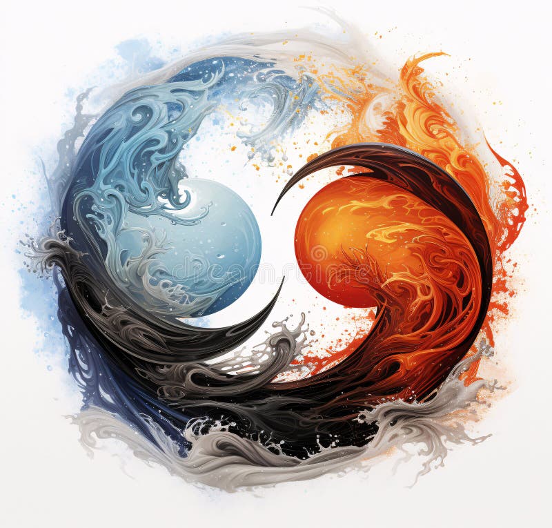 Abstract Ying and Yang Symbol Combination of Two Opposing Elements of ...