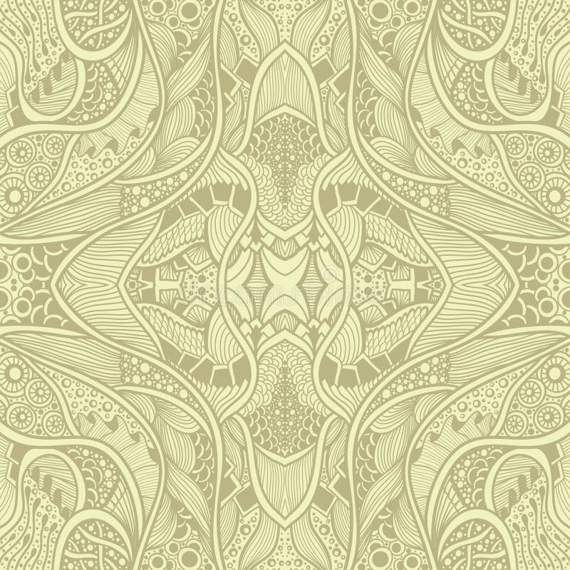 Abstract Zen Tangle Zen Doodle Seamless Pattern in Beige Stock Vector ...