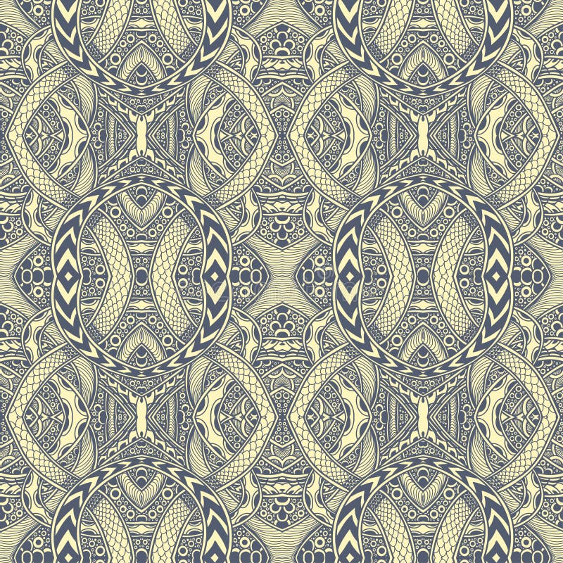 Abstract Zen Tangle Zen Doodle Seamless Pattern Grey Yellow Stock ...