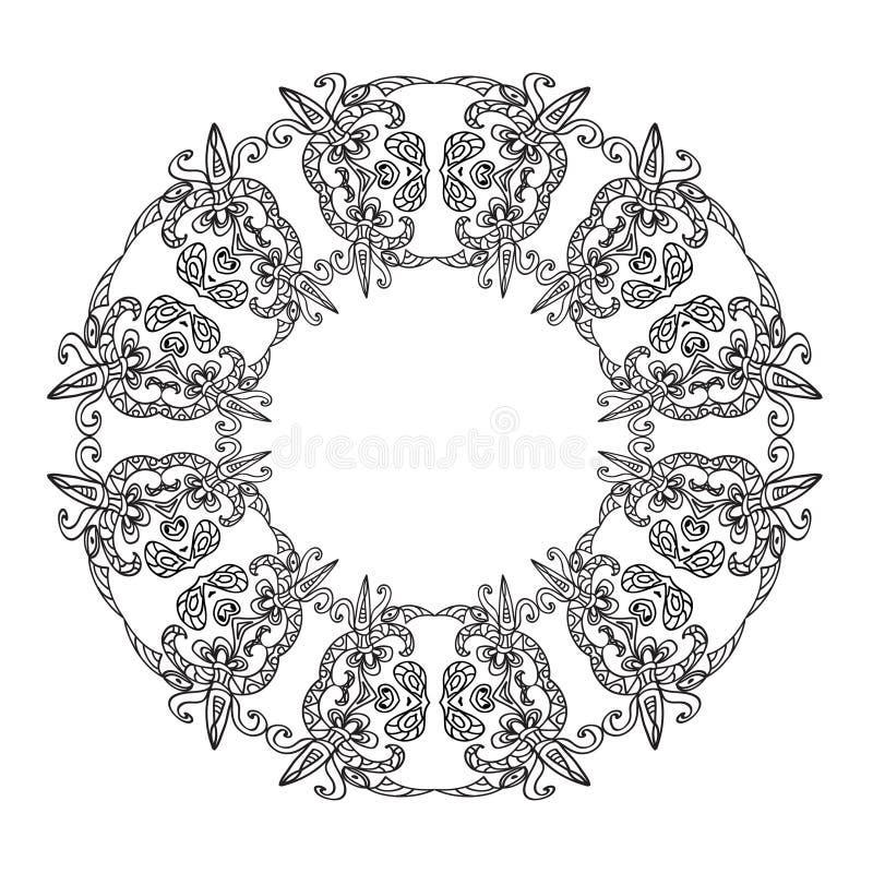 Zentangle Frame with Flower in Doodle. Hand Drawn Stock Vector ...