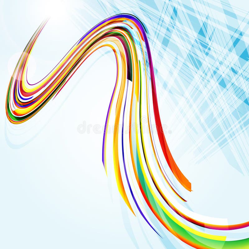 Abstracte Blauwe Achtergrond Met Gebogen Lijnen. Vector Illustratie ...