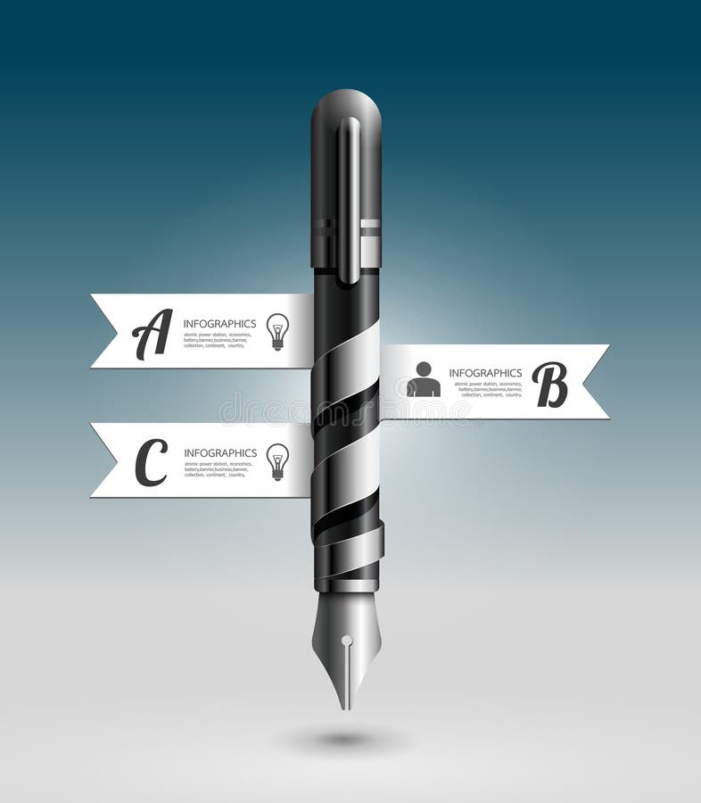 Abstracte 3d Inkt Pen Infographic Design. Vector Illustratie ...