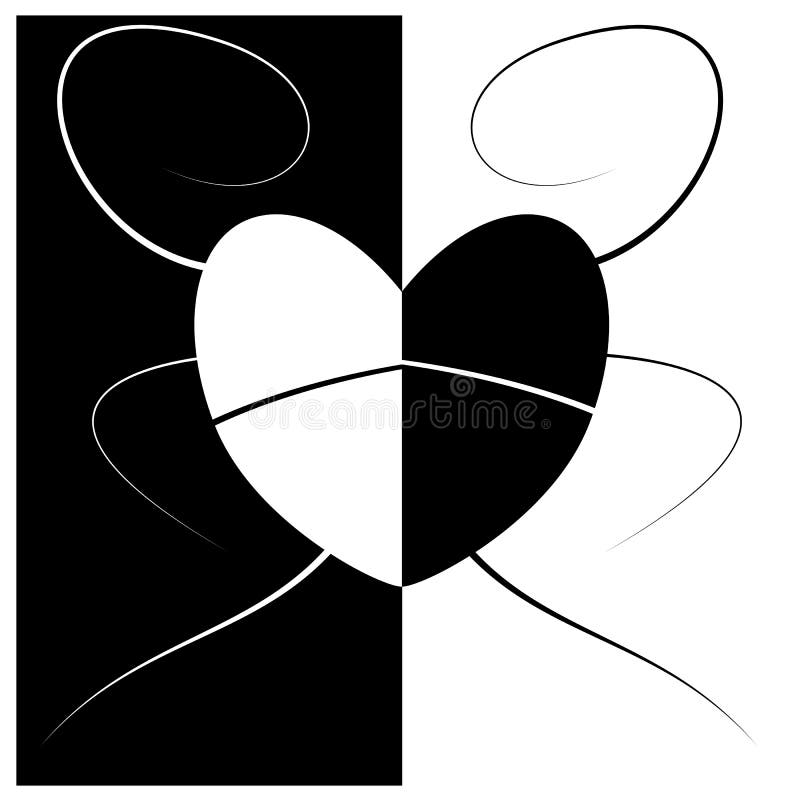 Abstracte Zwart-witte Liefde En Hart Vector Illustratie - Illustration ...