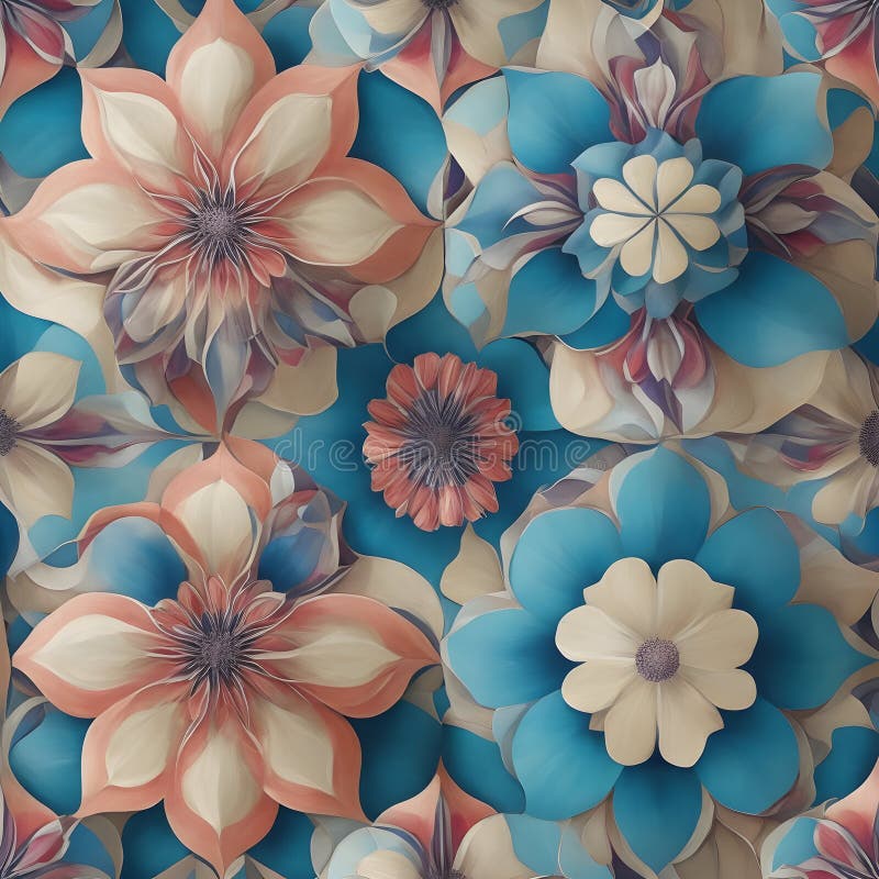 Abstracted Flower Shapes Modern Tile Pattern Generated by Ai Stock ...