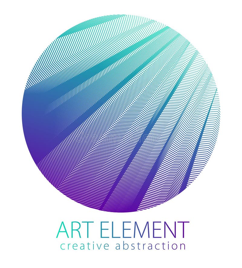 Abstraction Art Linear Textured Element in Round Shape. Vector Abstract ...