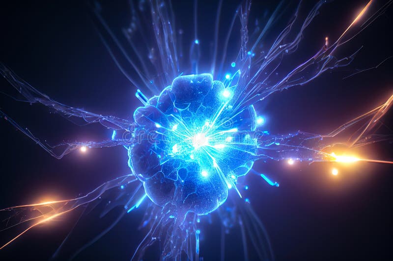 Abstraction Blue Energy Bursts Background. Generative AI Stock ...