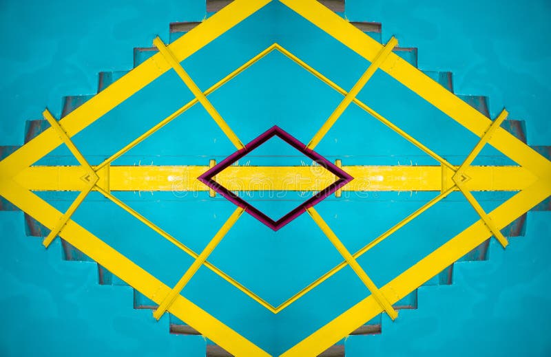 Abstraction of Blue Ladder with Yellow Railing, Background Stock Image ...