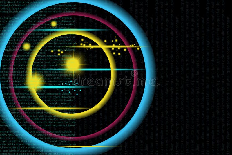 Abstraction Colored Circles Black. Futuristic Geometric Abstract ...