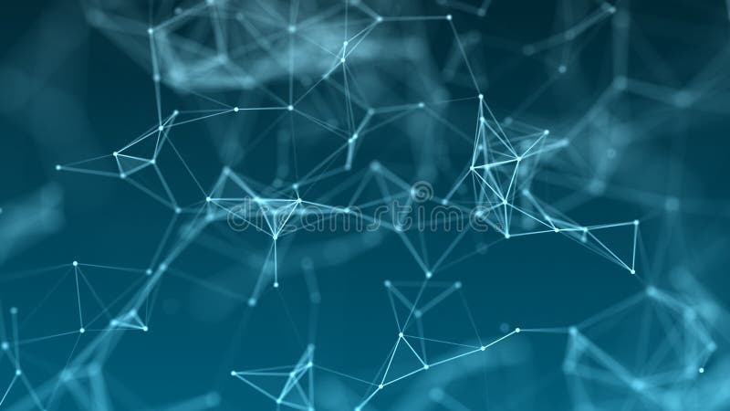 Blue Background with Connecting Triangulars, Dots and Lines. Futuristic ...