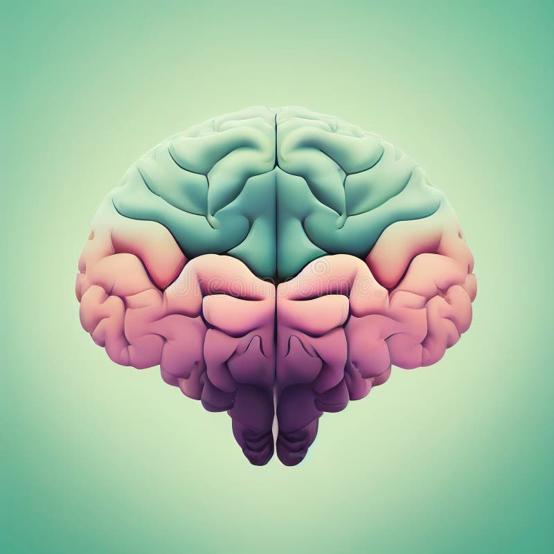 Abstraction 3d Style Drawing of a Human Brain on a Gradient Green ...