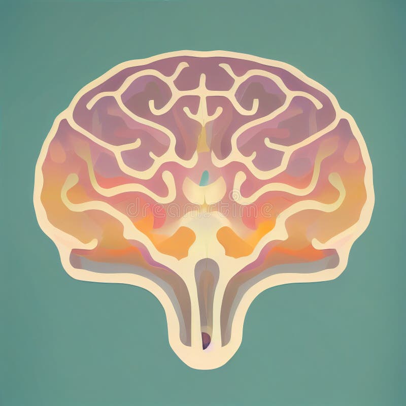 Abstraction 3d Style Flat Drawing Human Brain on a Gradient Green ...