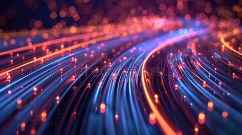 Abstraction of Data Transmission Using Fiber Optic Cable in Section. Stock Photo - Image of ...