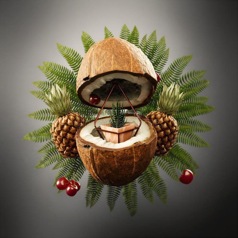 Abstraction Food Render, 3d Illustration, Food and Plants Concept Stock ...