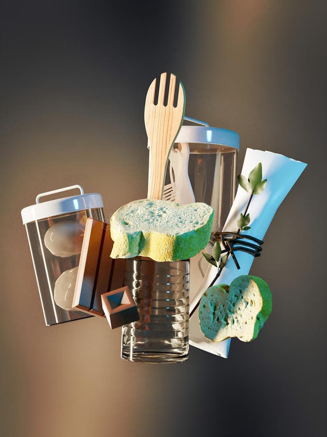 Abstraction Food Tableware Render, 3d Illustration, Food and Tableware ...