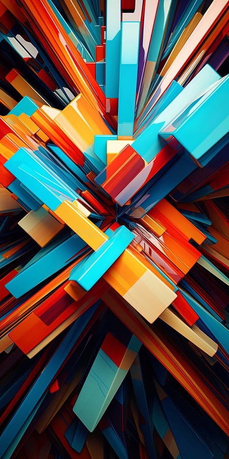Abstraction of Geometric Shapes and Colored Stripes Creating Chaos and ...