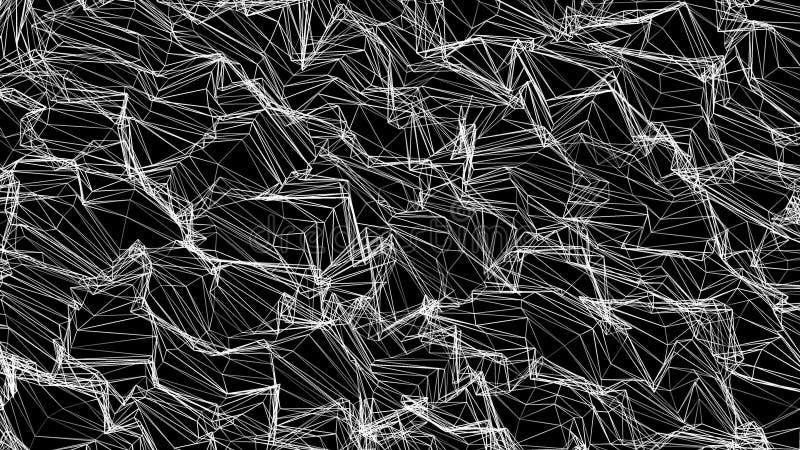 Abstraction Grid with Polygons Inm Darkness, 3d Render Backdrop, Computer Generating Background ...