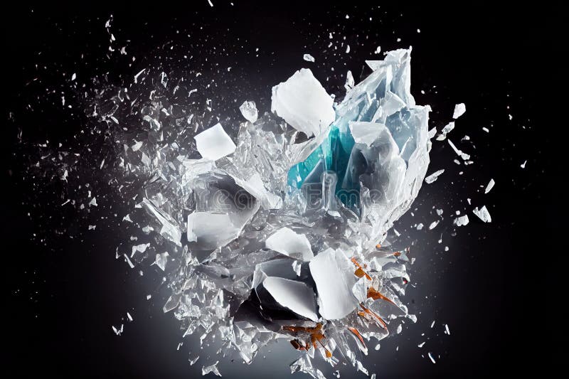 Abstraction Ice Explosion on Black Background. 3d Illustration Stock ...