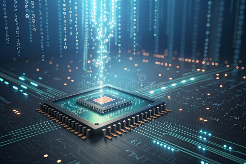 Abstraction Illustration Binary Code Strings are Processed by the ...