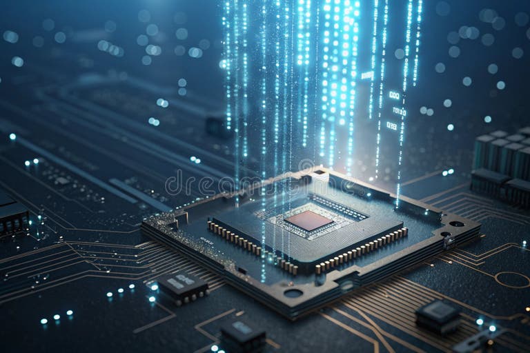 Abstraction Illustration Binary Code Strings are Processed by the ...