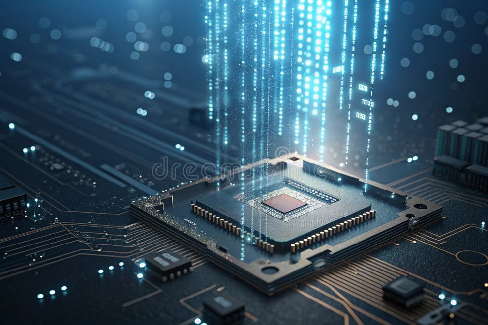 Abstraction Illustration Binary Code Strings are Processed by the ...