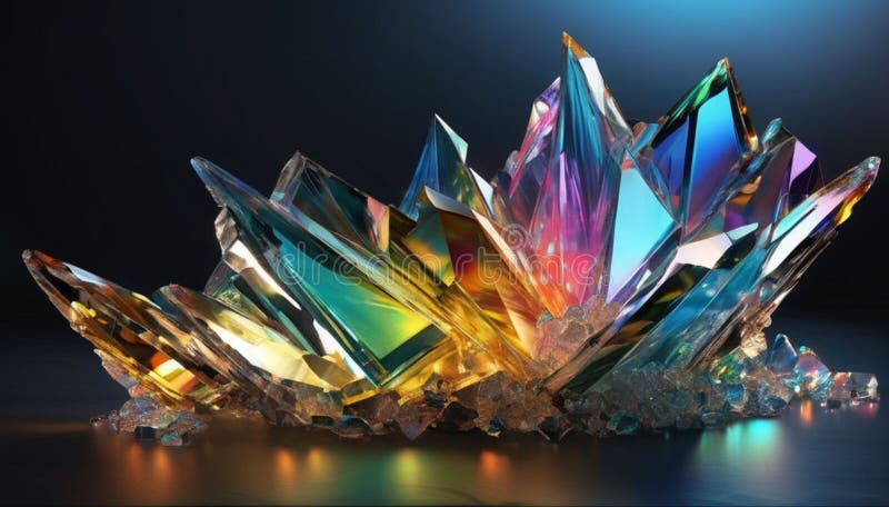 Abstraction Multi-colored Crystals on a Dark Background Stock ...