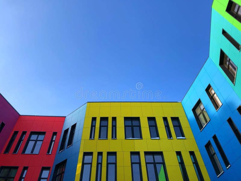 Multi-colored Facades of a Modern Building. Stock Photo - Image of ...