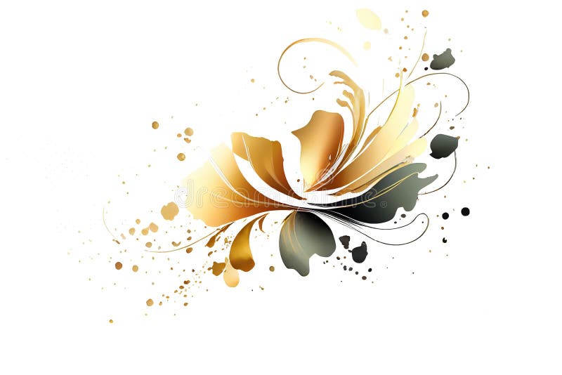 Abstraction Pattern Splash Gouache on a White Background. Gold and ...