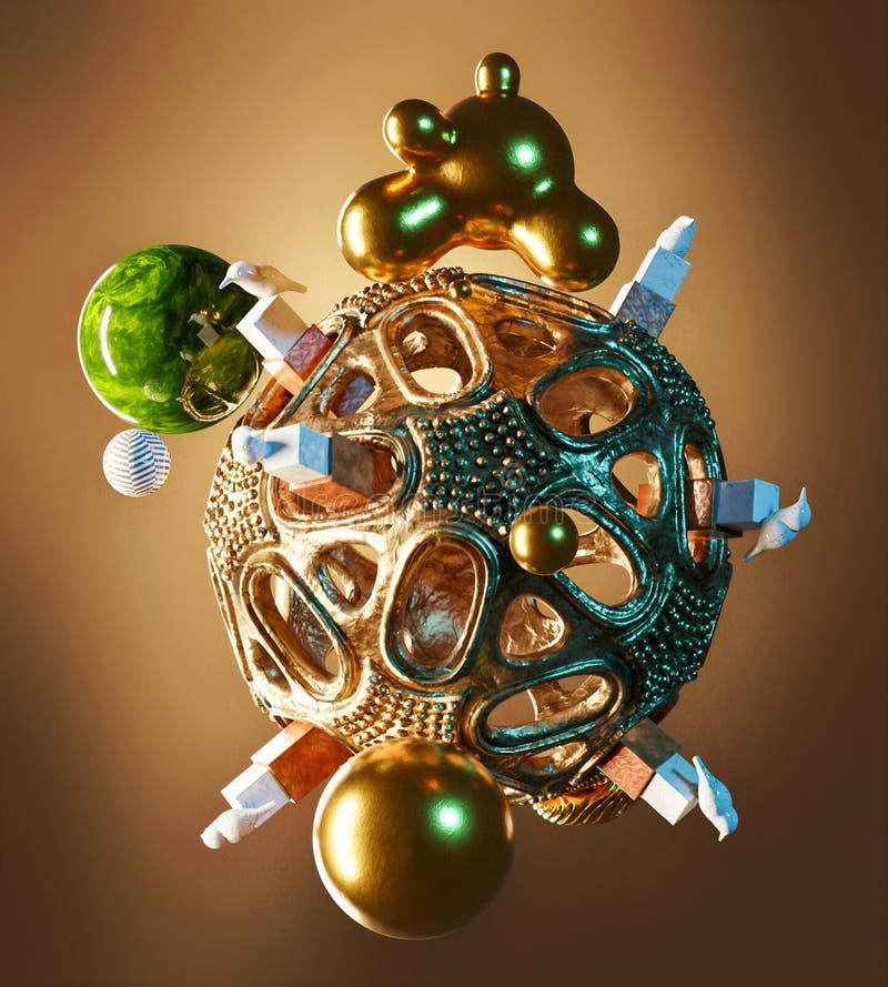 Abstraction Render, 3d Illustration, Geometric Shapes Concept Stock ...