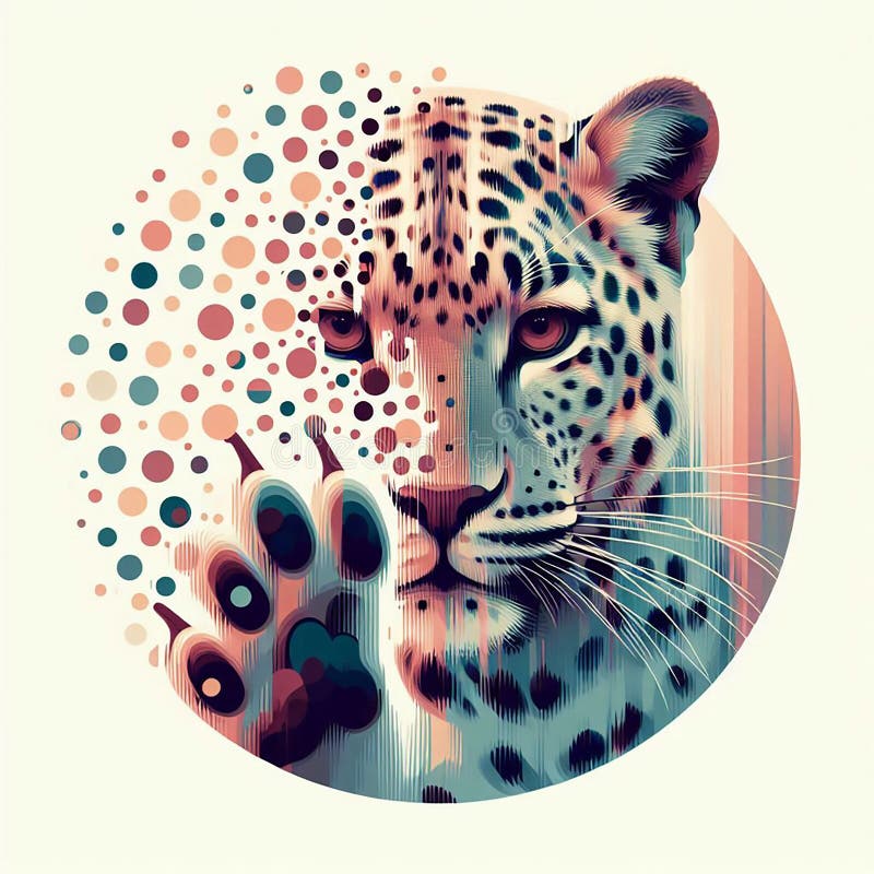 Abstraction, Round Logo with a Leopard on a White Background Stock ...