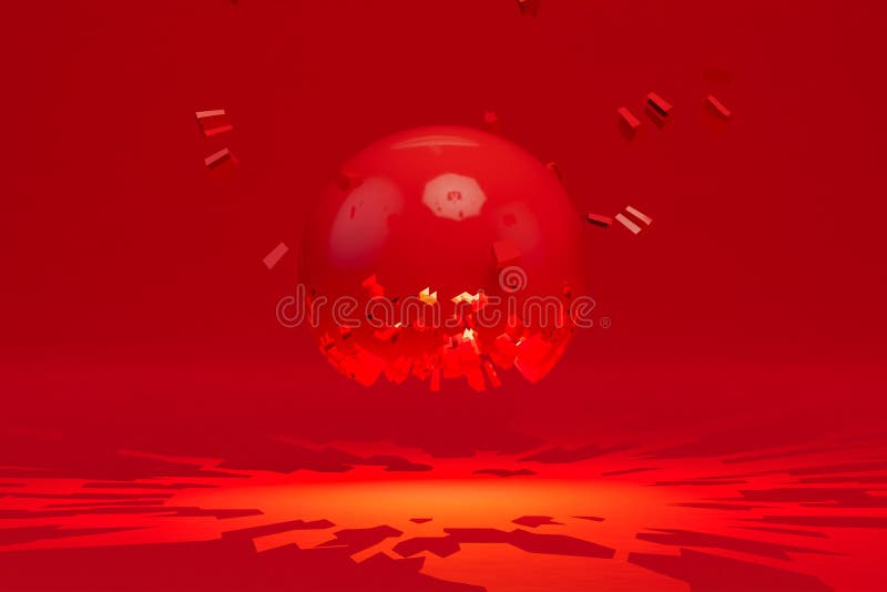 An Abstraction of a Scattering Sphere of Red on a Red Background. 3D ...