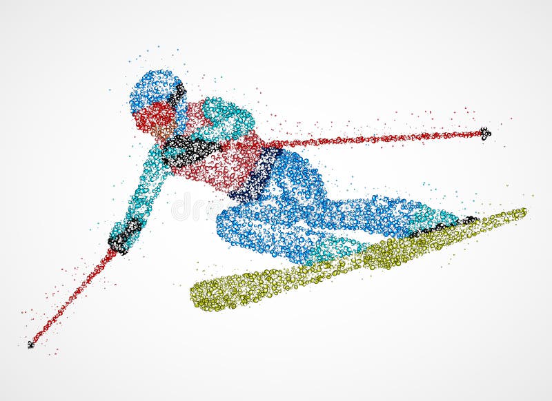 Abstract Skiing. Descent Giant Slalom Skier from Splash of Watercolors ...
