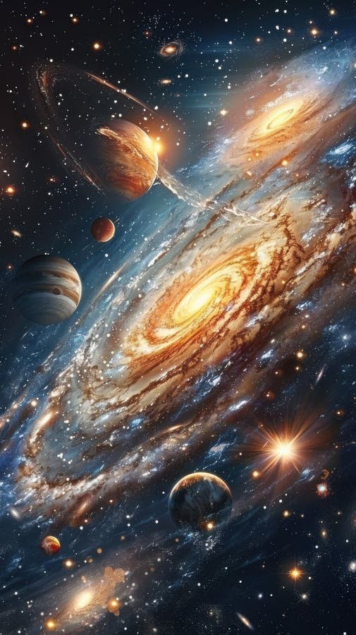Abstraction of Solar System Galaxy, Star and Planet. Stock Photo ...