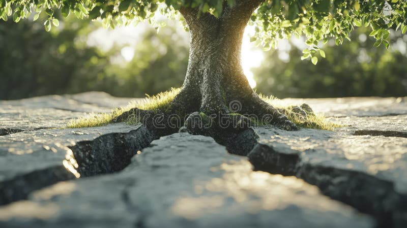 Strong Tree Roots Growing Out of Stone Wall Stock Image - Image of tree ...