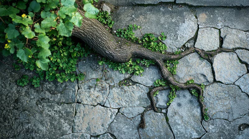 Strong Tree Roots Growing Out of Stone Wall Stock Image - Image of tree ...