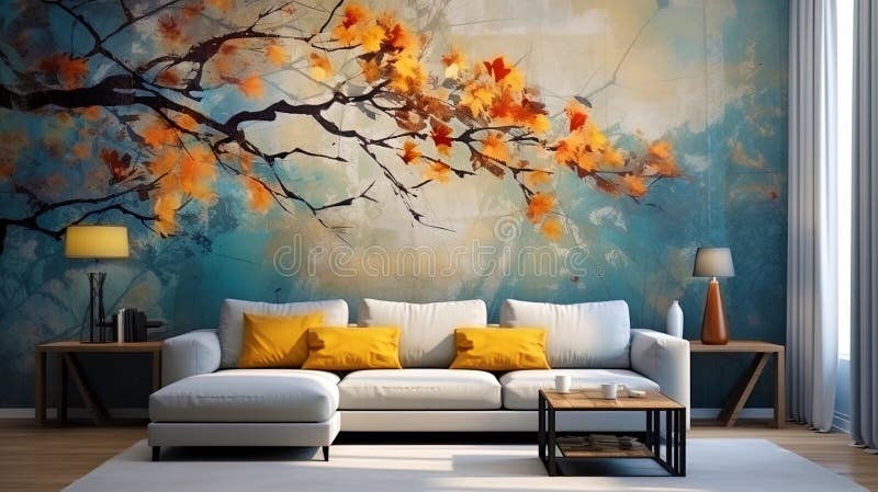 Abstraction on the Wallpaper, Giving Visual Interest To the Room Stock ...