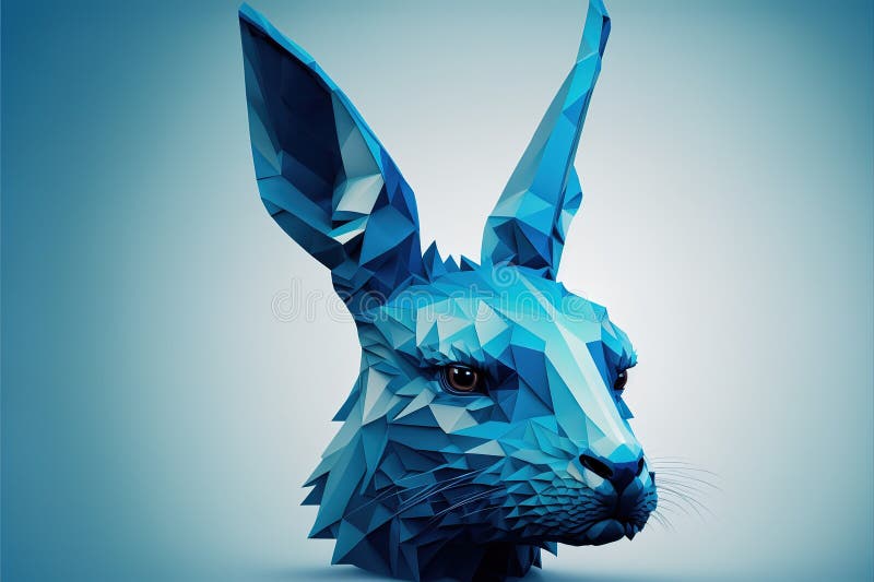 Abstractlow Poly Blue Rabbit Head. Generative AI Stock Illustration ...