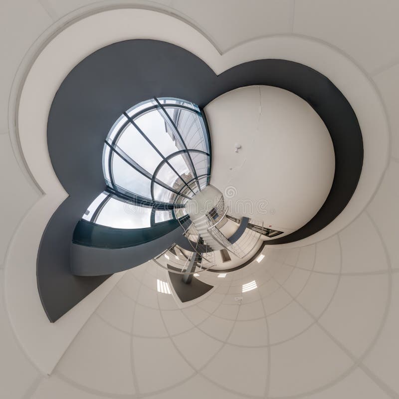 Abstractly Twisted into a Spherical 360 Panorama Interior of a Modern ...