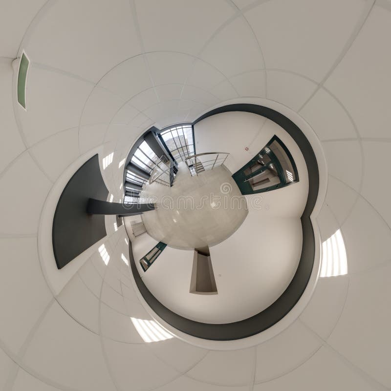 Abstractly Twisted into a Spherical 360 Panorama Interior of a Modern ...