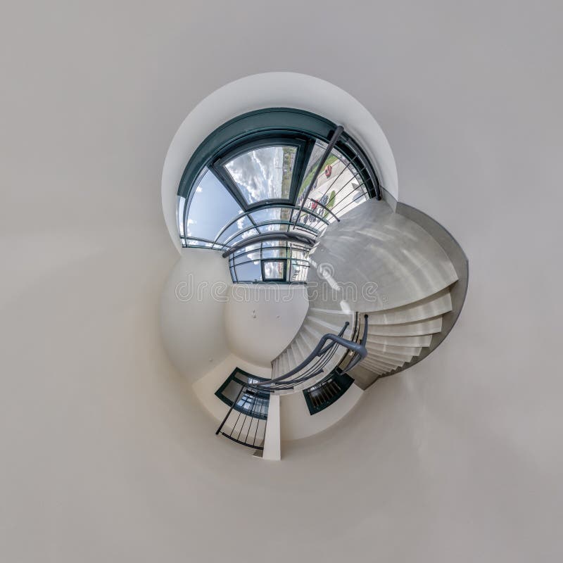 Abstractly Twisted into Spherical 360 Panorama Interior of Modern ...