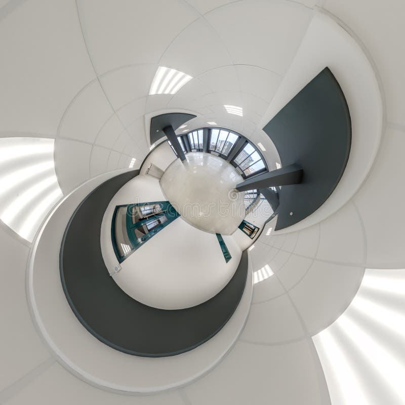 Abstractly Twisted into Spherical 360 Panorama Interior of Modern ...