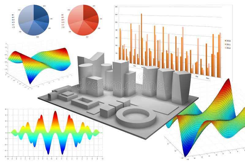 Abstrakt Illustration Med Olika Grafer Stock Illustrationer ...
