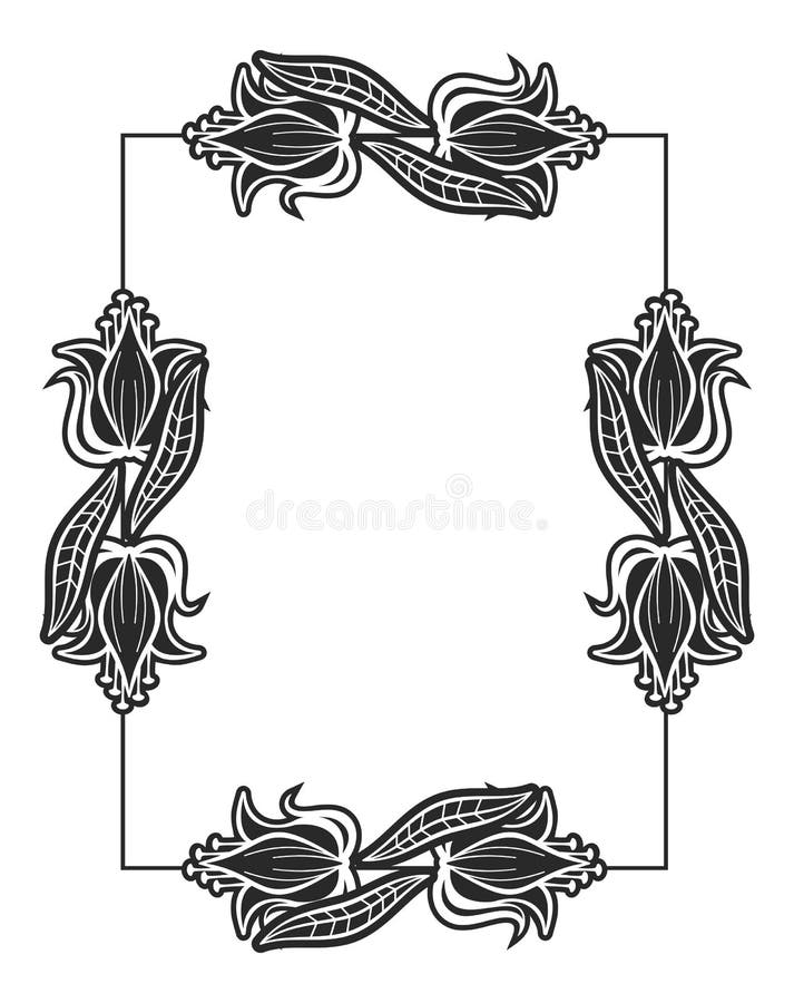 Schwarzweiss-Guillochevertikalenrahmen Rasterclipart Stock Abbildung ...