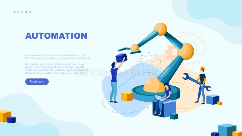 Automation Page Concept. Robotization. Digitalization Stock Vector ...