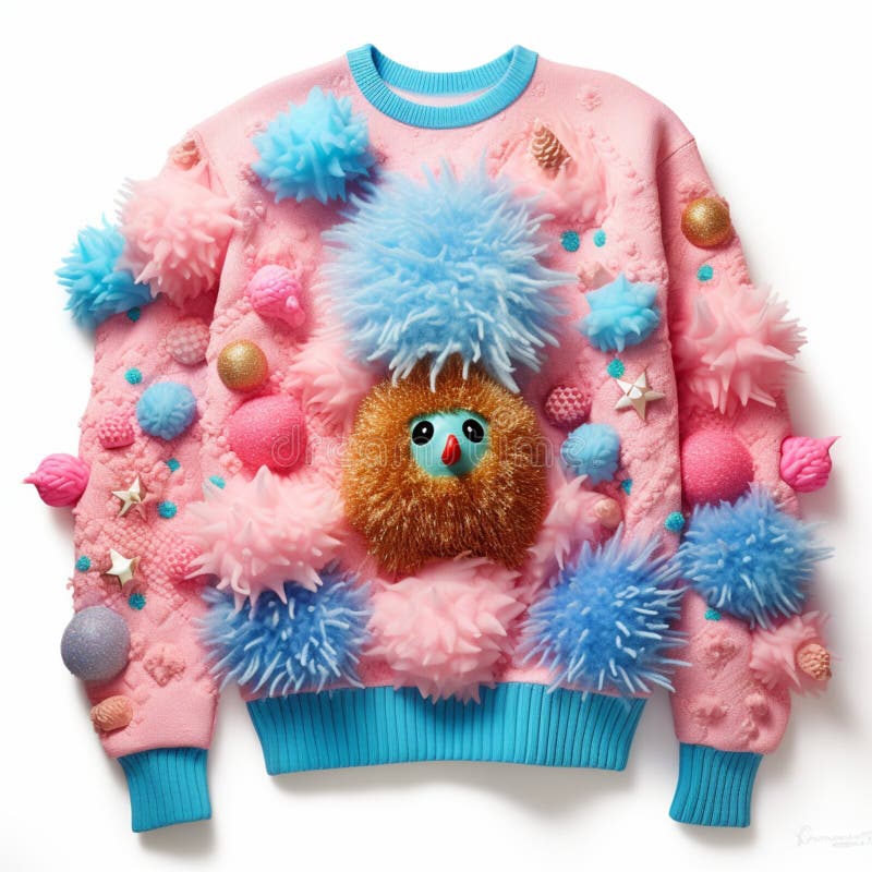 An Absurdly Ugly Christmas Sweater Designed with 3D Elements, Fluffy ...