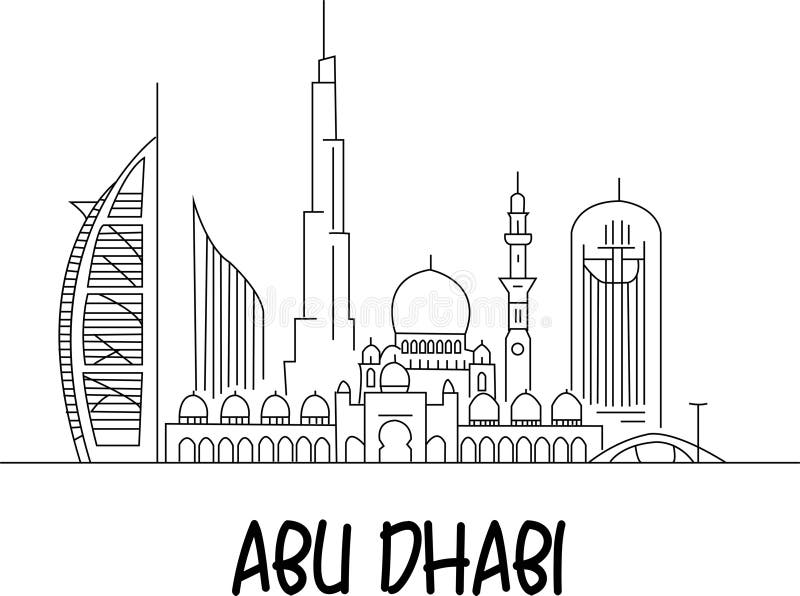City Abu Dhabi Vector Line Drawing Free Vector Stock Vector ...